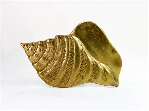 Vintage Solid Brass Sea Shell Wall Hanging Art Home Decor Shells Beach