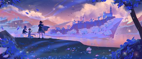 Lumine Venti And Paimon Genshin Impact Drawn By Nimiten Danbooru