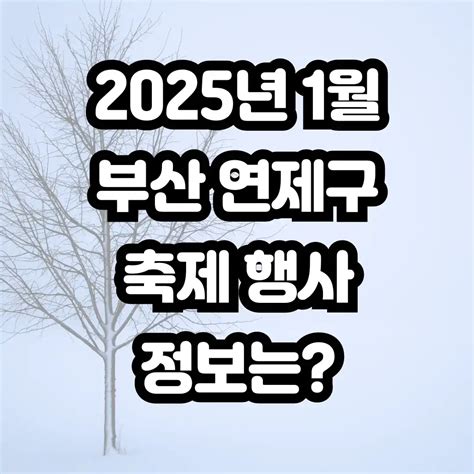 2025년 1월 부산 부산광역시 연제구 축제 행사 일정 날짜 기간 시간 장소 도로명 지번 주소 요금 가격 주최 주관 소개 정보는 대한민국 여행 정보