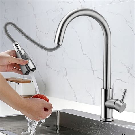 Brushed Nickel Stainless Steel Kitchen Faucets Single Handle Tanga