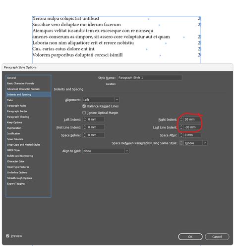 InDesign TOC Indent Text Form Right When Already Using The Right Indent Tab Option In Table