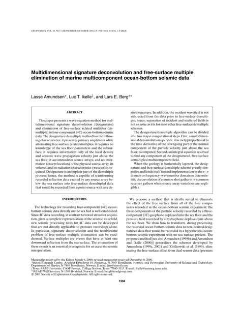 Pdf Multidimensional Signature Deconvolution And Free Surface