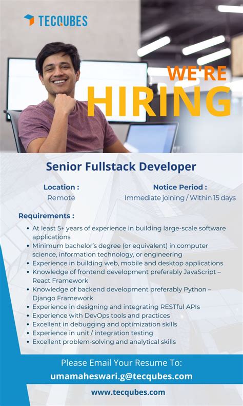 Tecqubes Technologies On Linkedin Wearehiring Fullstackdeveloper