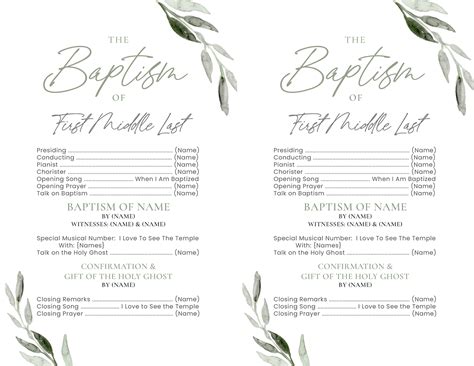 Editable Lds Baptism Program Template Printable Baptism Canada