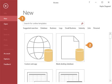 how to create a database in access customguide