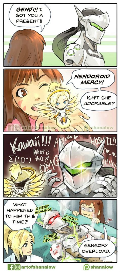 Genji Loves Kawaii Mercy Overwatch Funny Comic Overwatch Funny Overwatch