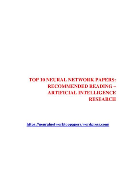 Top 10 Neuralnetworkpaperspdf Pdf