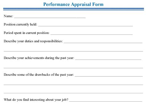Performance Appraisal Form Editable PDF Forms