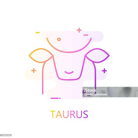 칼라 라인 스타일로 황소자리의 실루엣 벡터 그라데이션 아이콘 점성술에 대한 스톡 벡터 아트 및 기타 이미지 점성술 단일