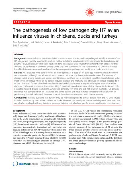 Pdf The Pathogenesis Of Low Pathogenicity H7 Avian Influenza Viruses