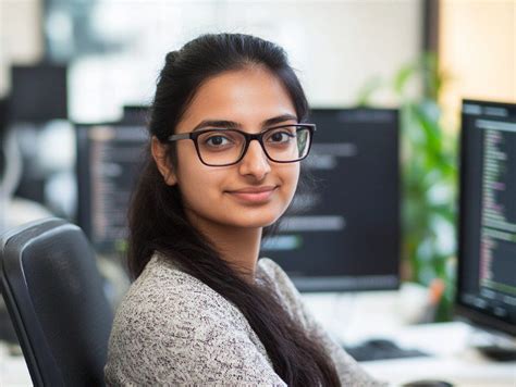 Confident Female Developer At Workstation Presentationgo Confident Female Developer At Workstation Presentationgo