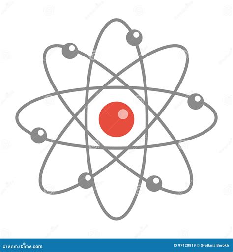Atom Molecule Icon Flat Cartoon Style Isolated On White Background