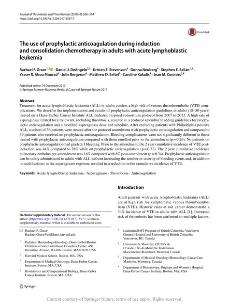 The Use Of Prophylactic Anticoagulation During Induction And