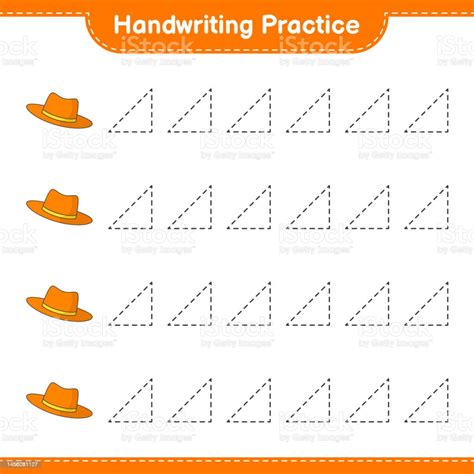 필기 연습 여름 모자의 추적 라인 교육 어린이 게임 인쇄 워크시트 벡터 일러스트 레이 션 0명에 대한 스톡 벡터 아트 및 기타