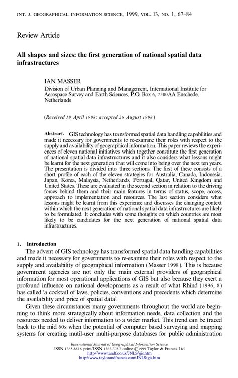 Pdf All Shapes And Sizes The First Generation Of National Spatial Data Infrastructures