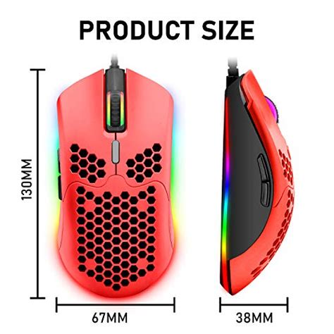 Wired Lightweight Gaming Mouse 6 Rgb Backlit Mouse With 7 Buttons