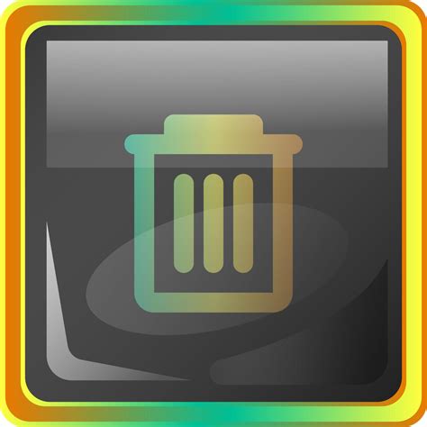 Delete Grey Square Vector Icon Illustration With Yellow And Green Details On White Background