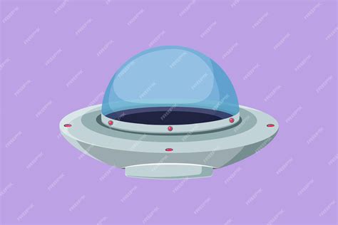 양식화된 Ufo 비행기 장난감 로고 아이콘 레이블 기호의 문자 평면 그리기 천문학 컬렉션의 Ufo 디자인 개념 Ufo 우주선 만화 디자인 벡터 그림에 비행하는 귀여운 우주