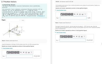 Answered Position Vectors Learning Goal To Find A Position Vector Between Two Arbitrary