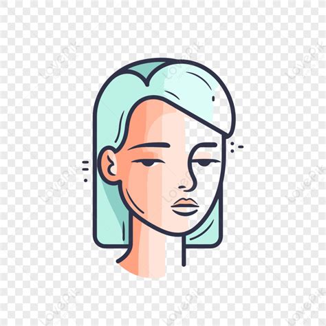 눈을 감고 선 벡터 일러스트와 헤어 라인 스타일을 가진 소녀개요욱스 Png 일러스트 무료 다운로드 Lovepik