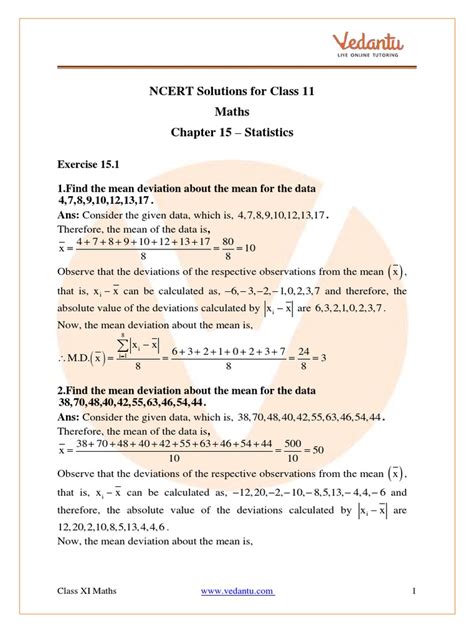 Class 11 Maths Statistics Pdf Median Coefficient Of Variation
