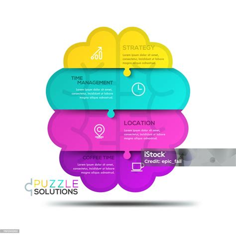 현대 인포 그래픽 디자인 서식 파일 인간의 두뇌의 모양 지 그 소 퍼즐 인포그래픽에 대한 스톡 벡터 아트 및 기타 이미지 인포그래픽 4 4가지 개체 Istock