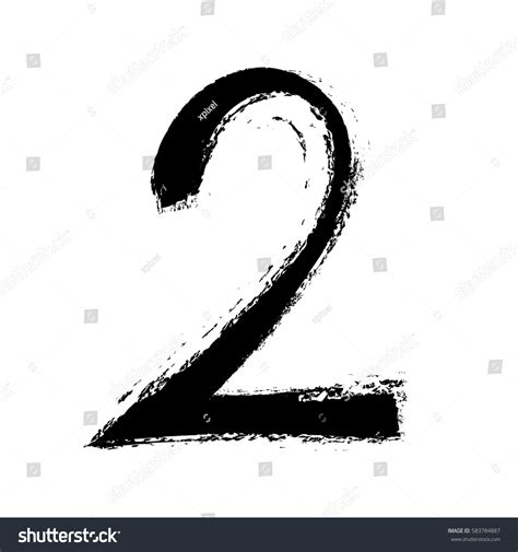 Number Two Logo Black Ink Brush Stock Vector Royalty Free 583784887