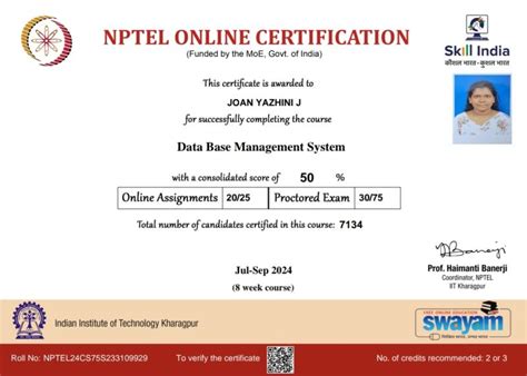 Joan Yazhini J On Linkedin Nptel Databasemanagement Sql