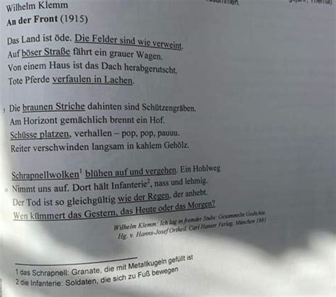Gedichtanalyse Schule Deutsch Geschichte