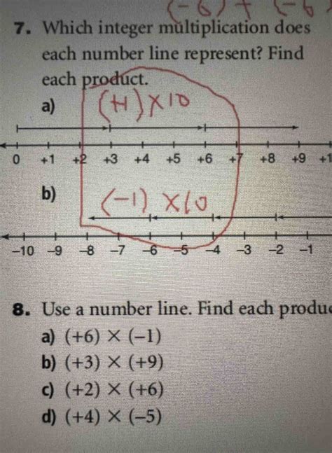 7 Which Integer Multiplication Does Each Number Line Represent Find