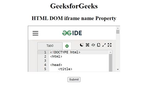 Html Dom Iframe Name Property Geeksforgeeks