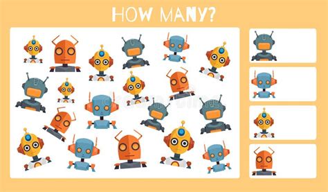 Educational Game Vector Template Count How Many Identical Robots There