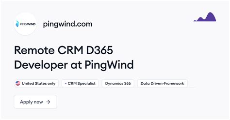 remote crm d365 developer job at pingwind himalayas