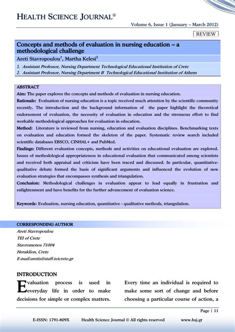 Pdf Concepts And Methods Of Evaluation In Nursing Education A Methodological Challenge