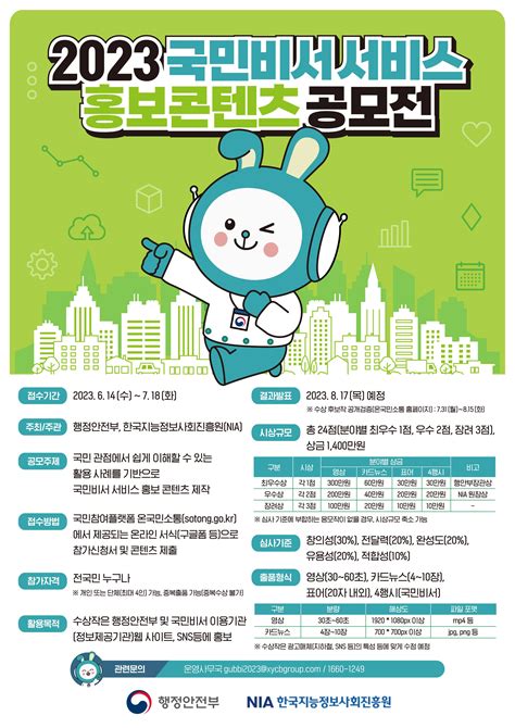 행정안전부 2023년 국민비서 홍보 콘텐츠 공모전 공모전 대외활동 링커리어