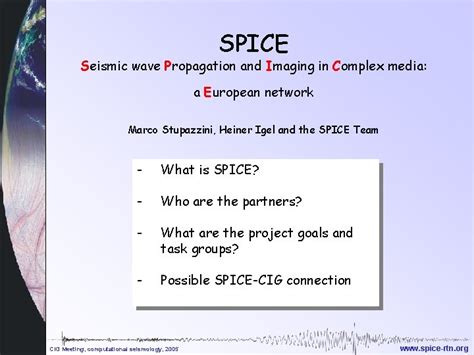 Spice Seismic Wave Propagation And Imaging In Complex