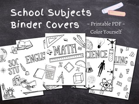 School Subjects Binder Cover Printable Letter Size Teacher Binder