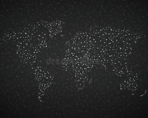 Abstract World Map With Glowing Particles Technology Concept Stock Vector Illustration Of