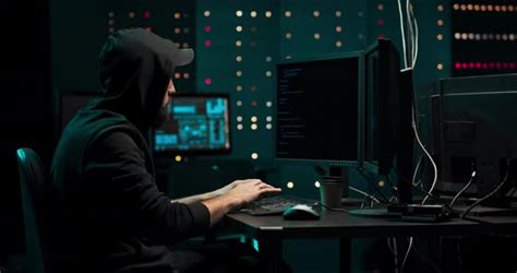 middle aged bearded hacker using keyboard typing bad data into computer