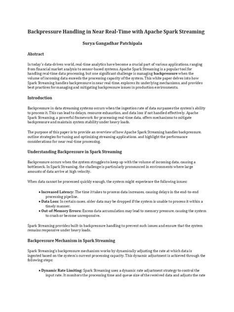 Backpressure Handling In Near Real Time With Apache Spark Streaming