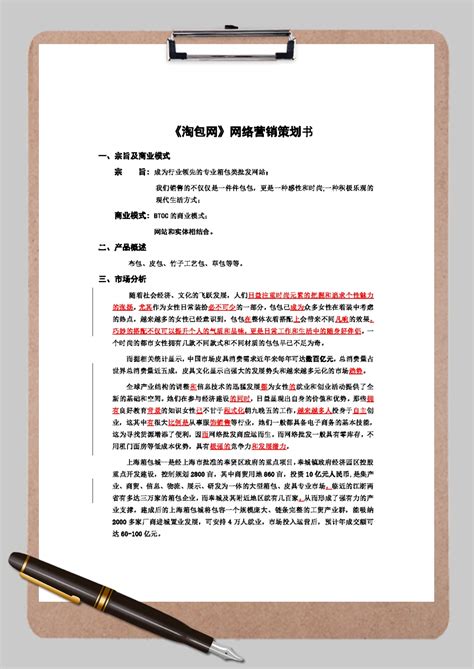 淘包网网络营销策划书word范文模板淘包网网络营销策划书word范文模板下载策划书 脚步网