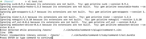 Fatal Incompatible Library Version Usersxxxvimbundlecommand T