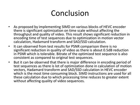 PPT Time Optimization Of HEVC Encoder Over X86 Processors Using SIMD