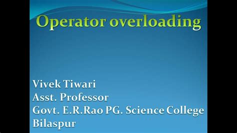Operator Overloading Youtube