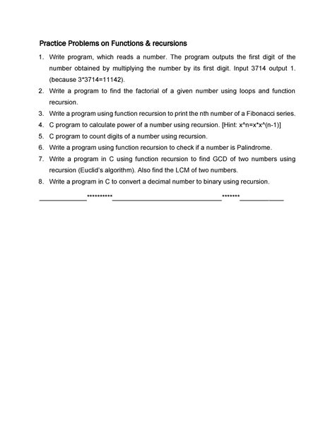 practice problems on recursions computer programming bits pilani
