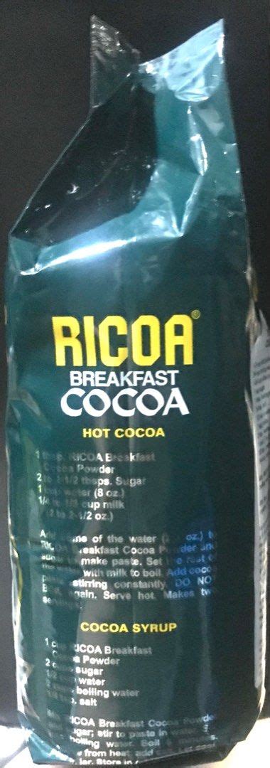 1kg Ricoa Breakfast Cocoa Rich Chocolate 100 Cocoa Institutional Pack On Carousell