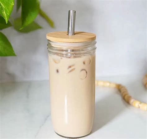Mason Jar Cup Bamboo Lid Straw Birdbath