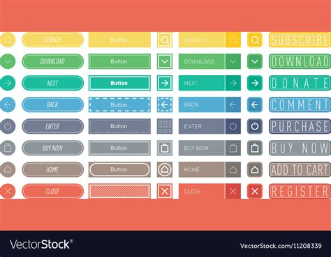 Web Buttons Icons Royalty Free Vector Image Vectorstock