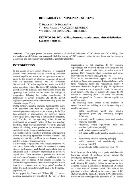 PDF Dc Stability Of Nonlinear Systems
