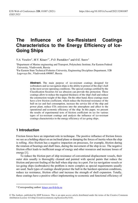 Pdf The Influence Of Ice Resistant Coatings Characteristics To The Energy Efficiency Of Ice